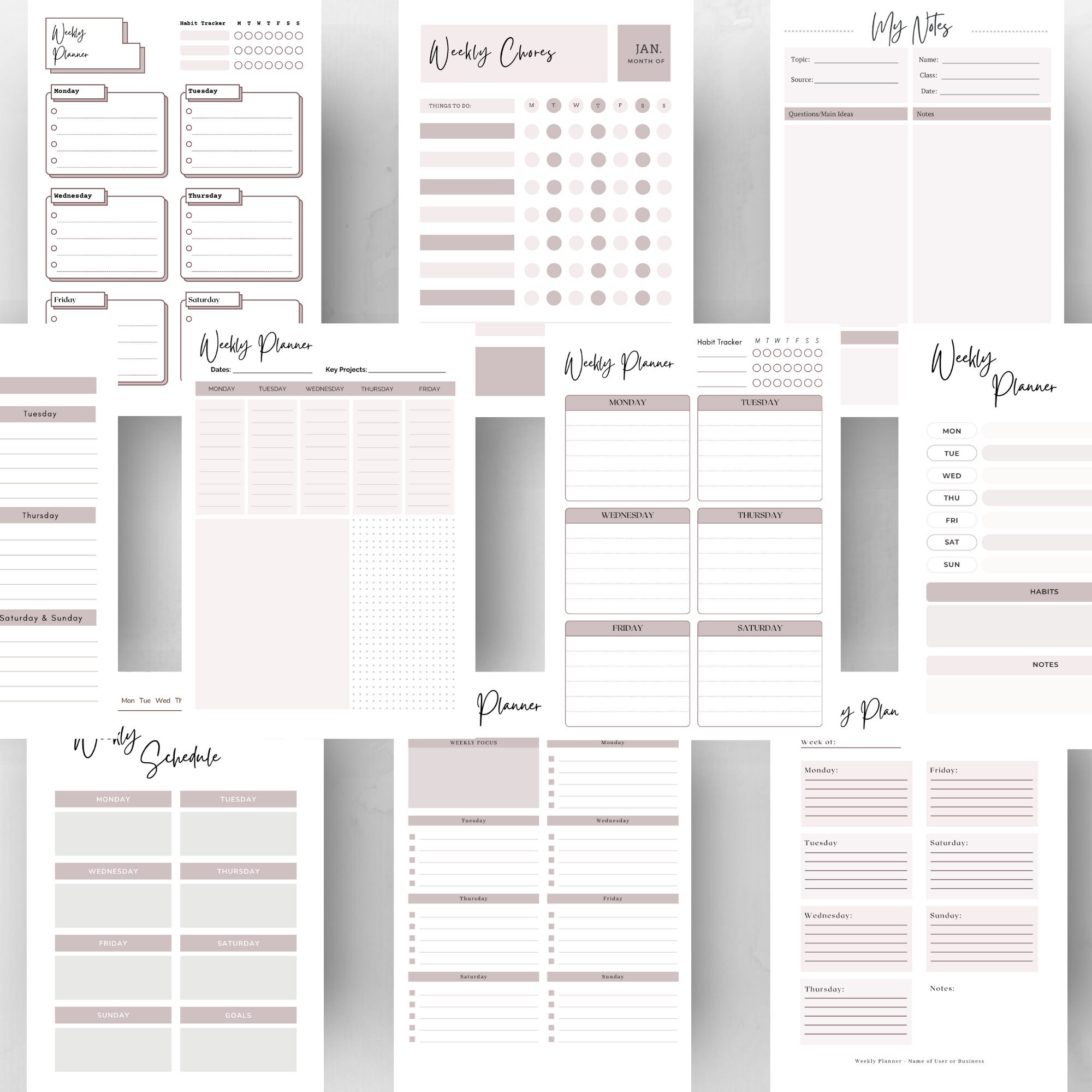 Printable Weekly Planner Templates Canva Customizable Planner - Etsy
