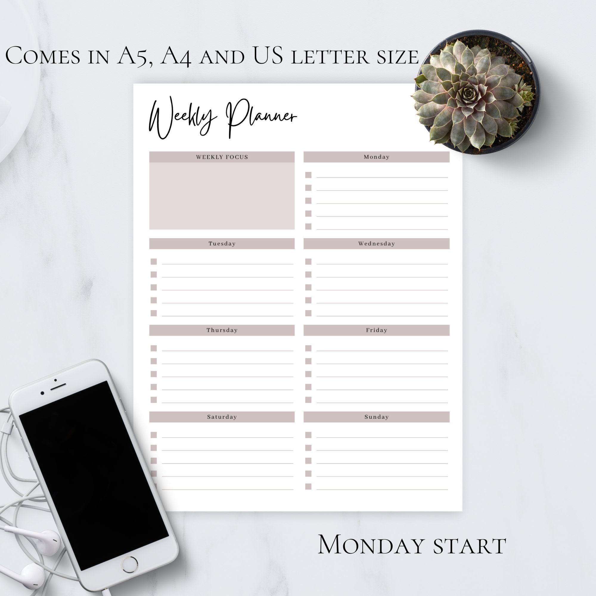 Printable Weekly Planner Templates Canva Customizable Planner - Etsy