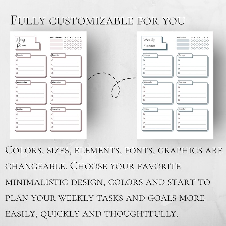 Printable Weekly Planner Templates Canva Customizable Planner - Etsy