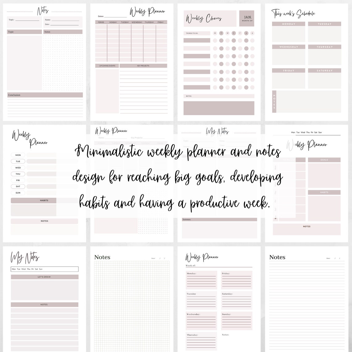 Printable Weekly Planner Templates Canva Customizable Planner - Etsy
