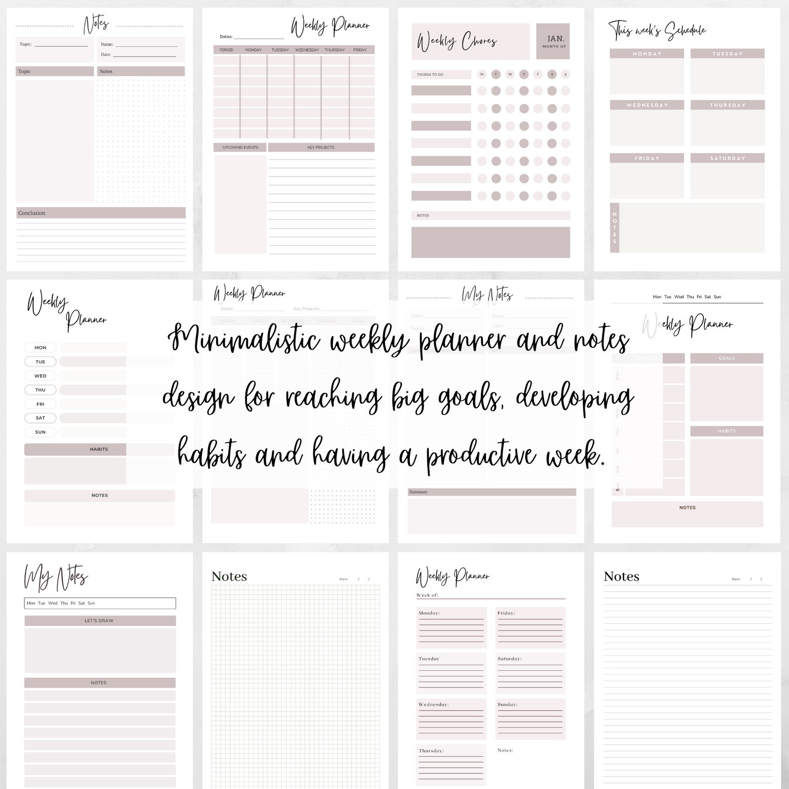Printable Weekly Planner Templates Canva Customizable Planner - Etsy