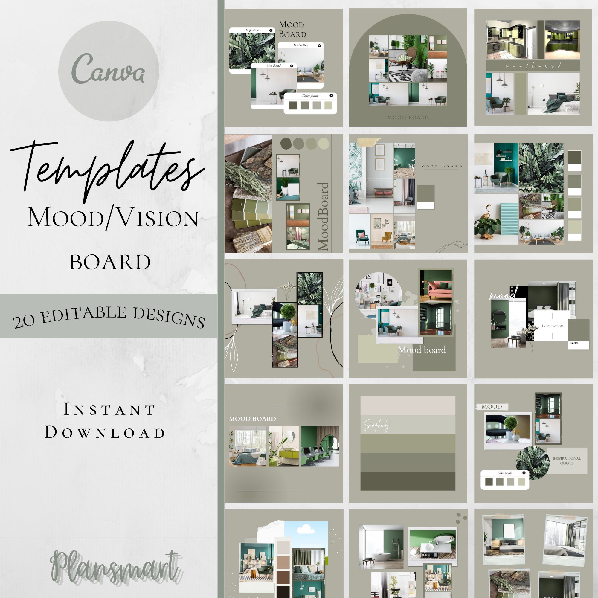 Minimalistic Canva Mood vision Board Templates Photo Collages Etsy