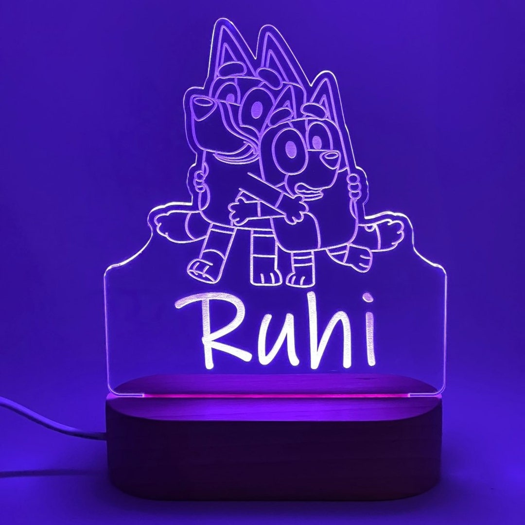 Personalised Bluey and Bingo Led Night Light| Kids Custom Name Night ...
