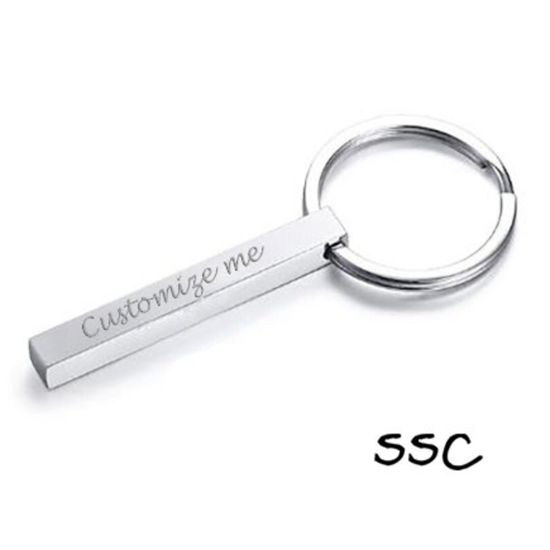 Stainless Steel Personalized Vertical Bar Key Chain, Free Laser ...