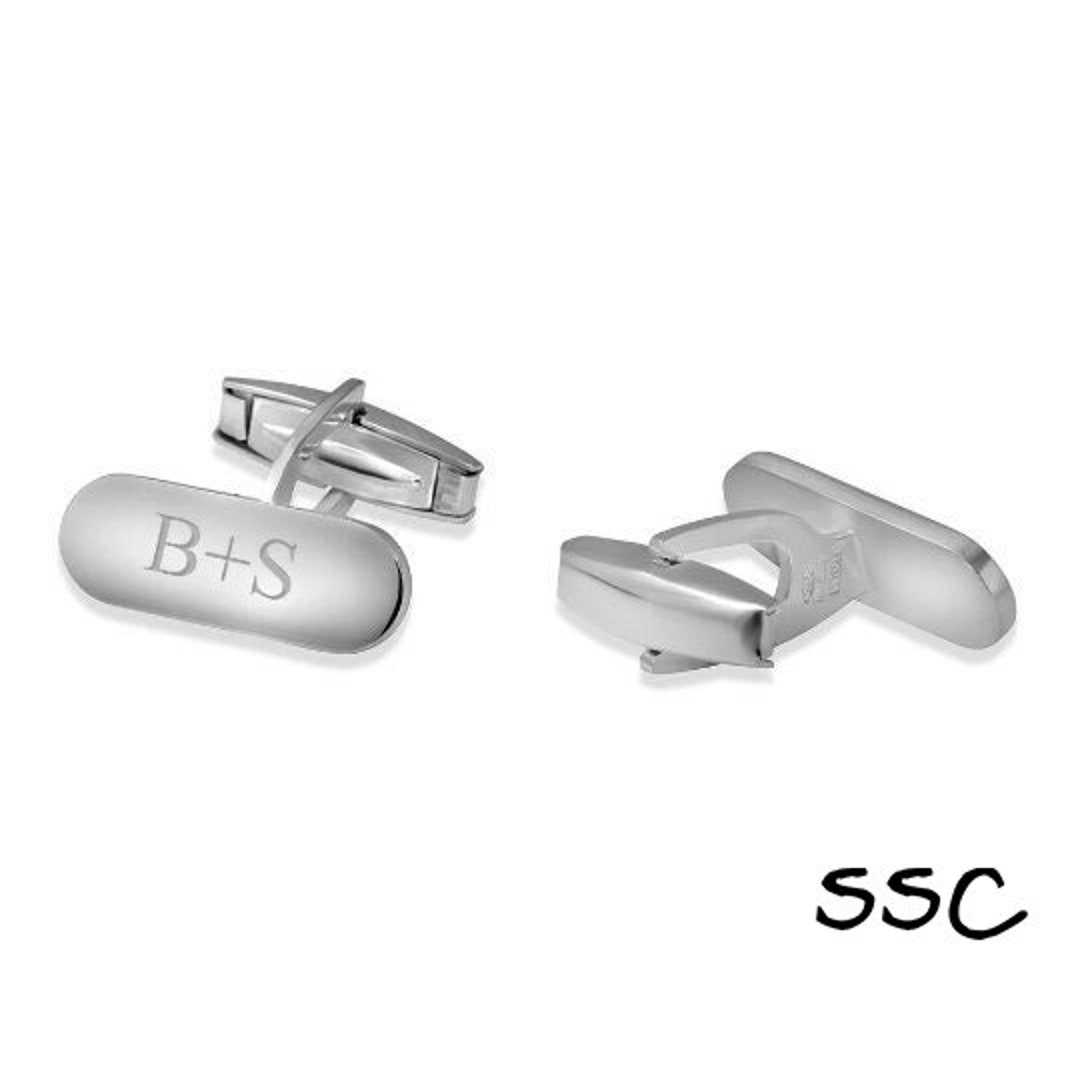 Sterling Silver Rounded Rectangle Cufflinks, Personalized, Free Laser ...