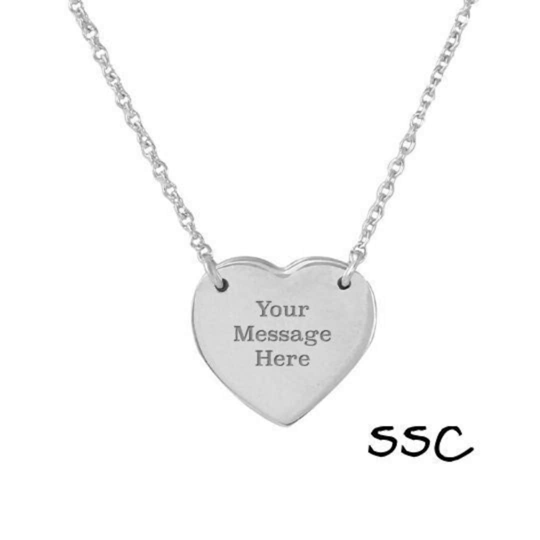 Sterling Silver Customized Heart Pendant, Free Engraving - Etsy