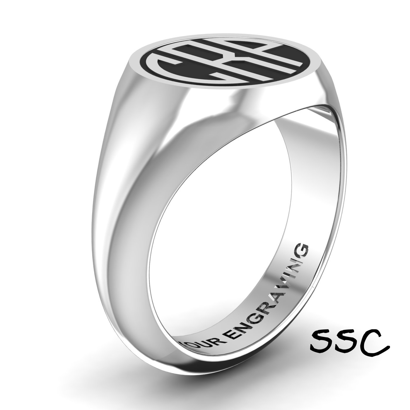 Sterling Silver Monogram Signet Ring, Custom Enamel, Multiple Sizes ...