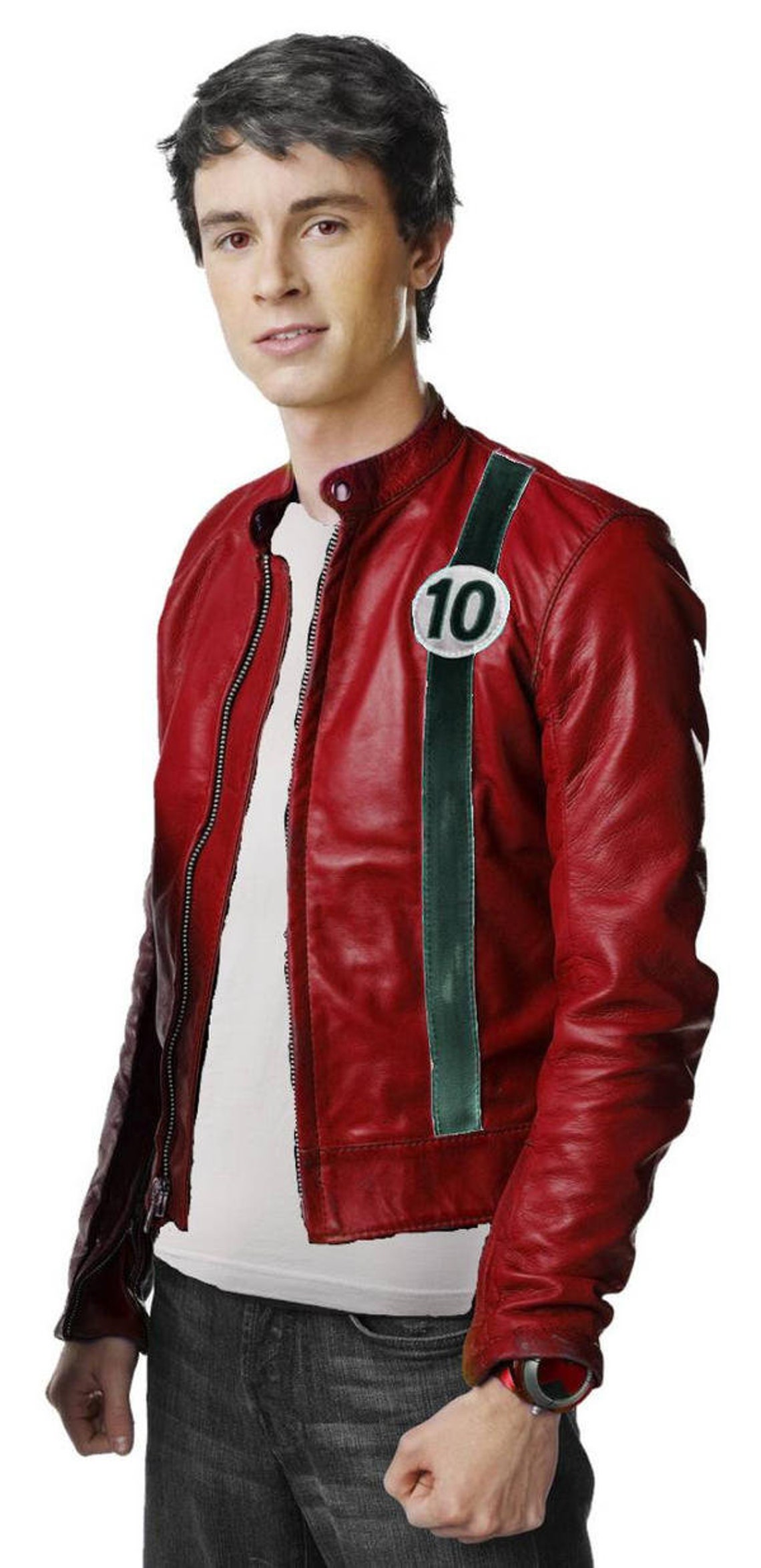 Men's Handmade Red Ben 10 Leather Jacket Free Shipping - Etsy