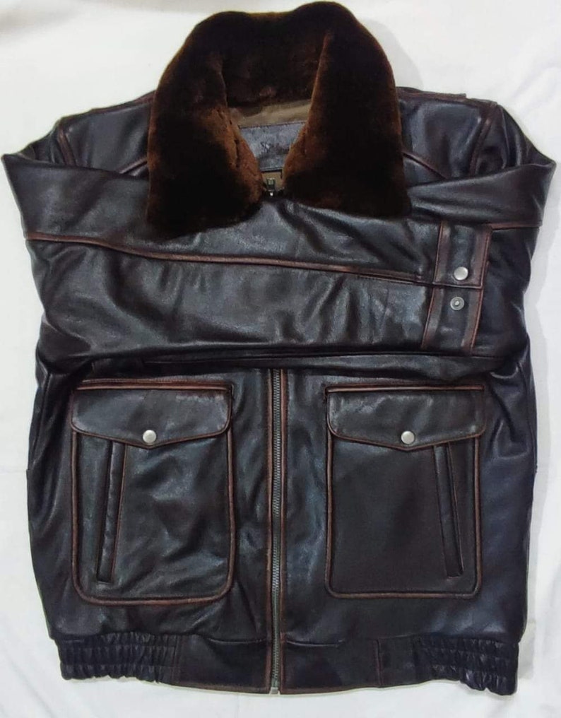 G2 Wwll Navy Brown Bomber Leather Jacket Aviator Flight - Etsy