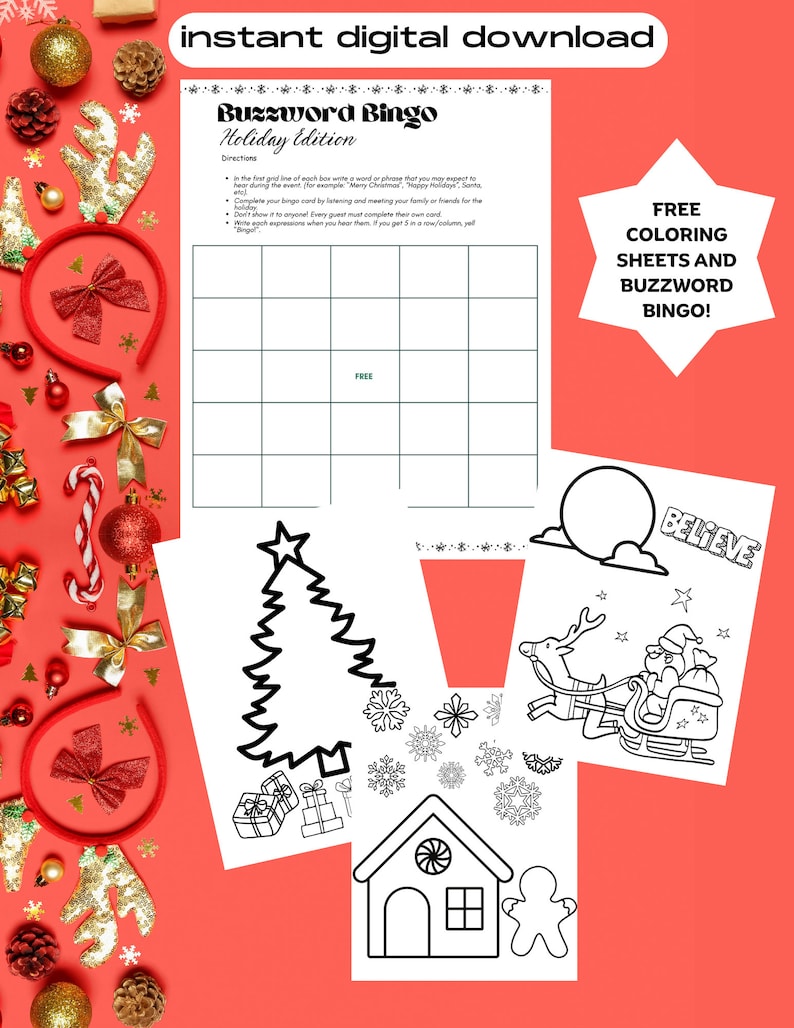 Printable Holiday Christmas BINGO Cards, Fun Easy BINGO Game for ...