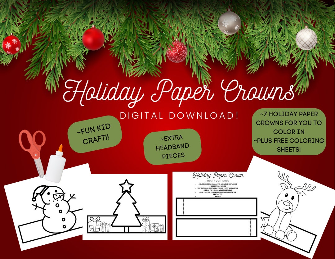 Holiday Christmas Paper Crowns, Fun Holiday Christmas Craft Activity ...