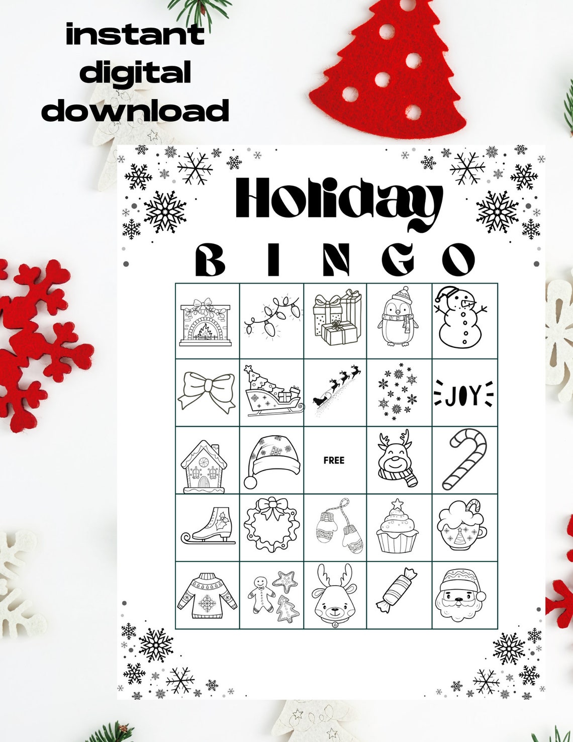 Printable Holiday Christmas BINGO Cards, Fun Easy BINGO Game for ...