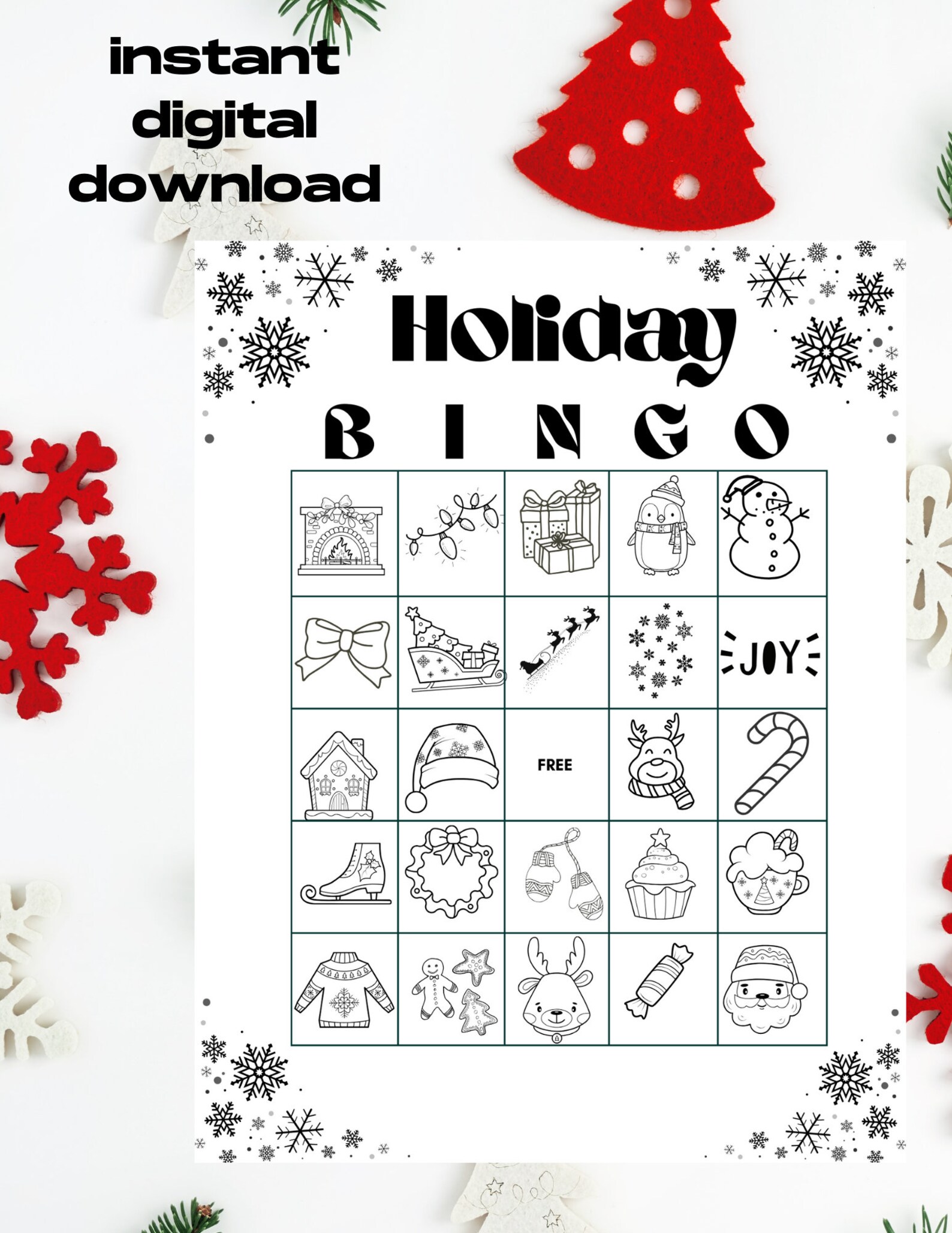 Printable Holiday Christmas BINGO Cards, Fun Easy BINGO Game for ...
