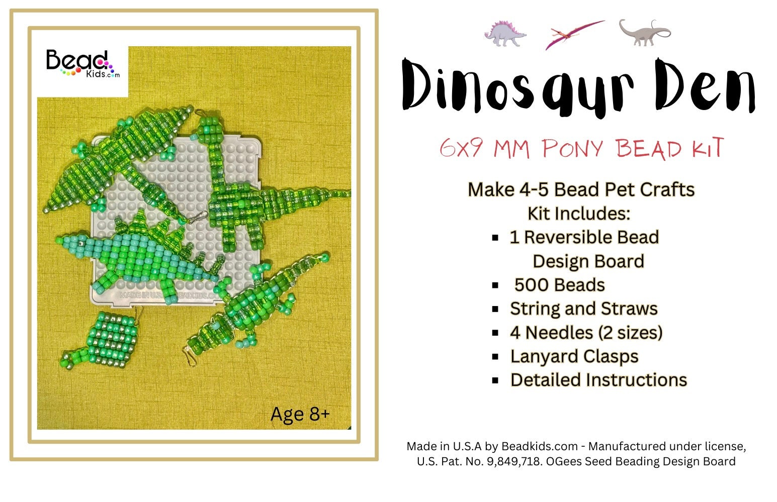 Dinosaur Bead Pet Kit Craft for Kids Beading Craft - Etsy