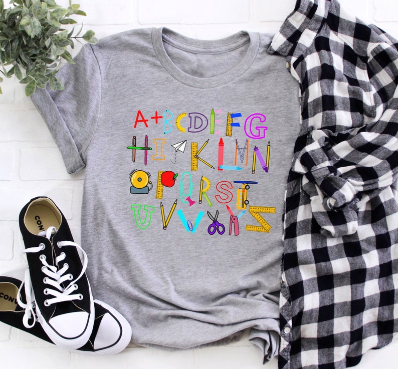 Alphabet Shirt Alphabet Doodle Teacher Shirt ABC Teacher - Etsy