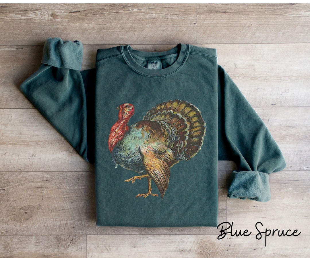 Vintage Thanksgiving Turkey Comfort Colors Sweatshirt Womens and Mens ...