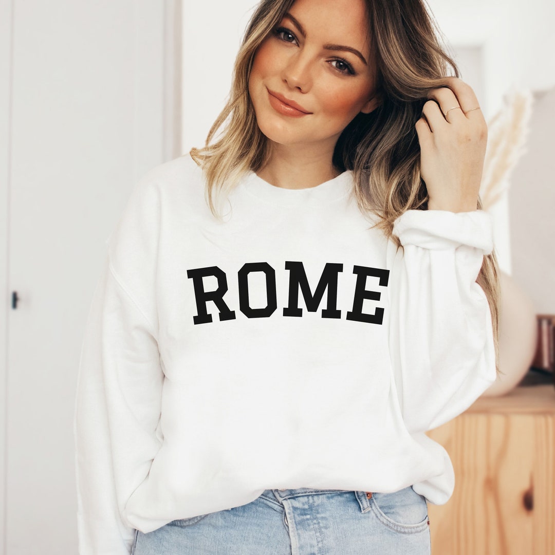 Rome Sweatshirt, Collegiate Text, Trendy College Sweatshirt, Rome ...