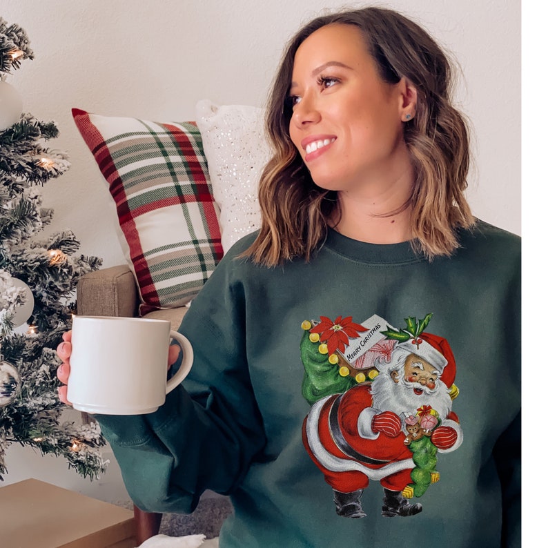 Santa Claus Christmas Sweater Sweatshirt Retro Christmas - Etsy