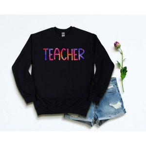 Teacher Leopard Tie-dye Sweatshirt Teach Love Inspire Teacher Shirts ...