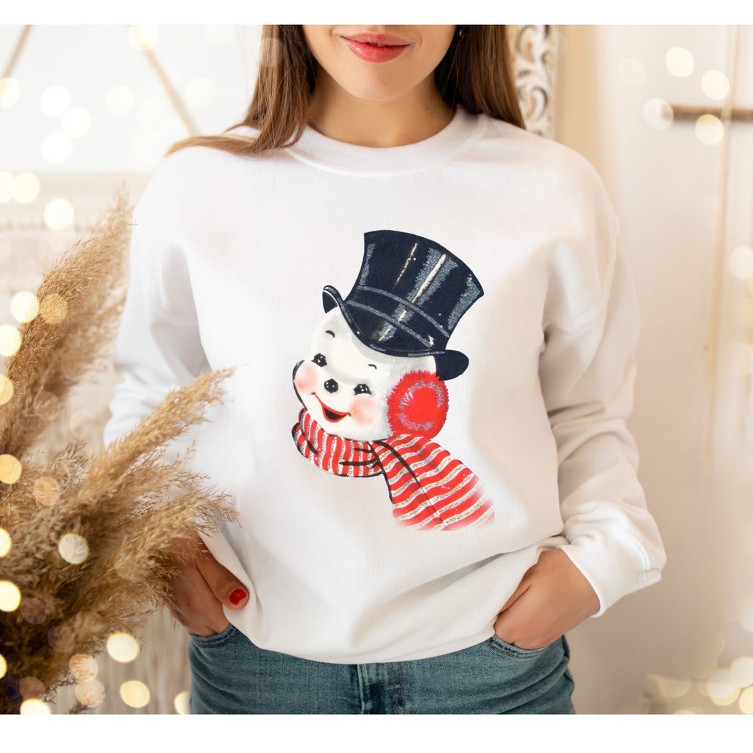Vintage Design Snowman Christmas Sweater Sweatshirt Retro Funny ...