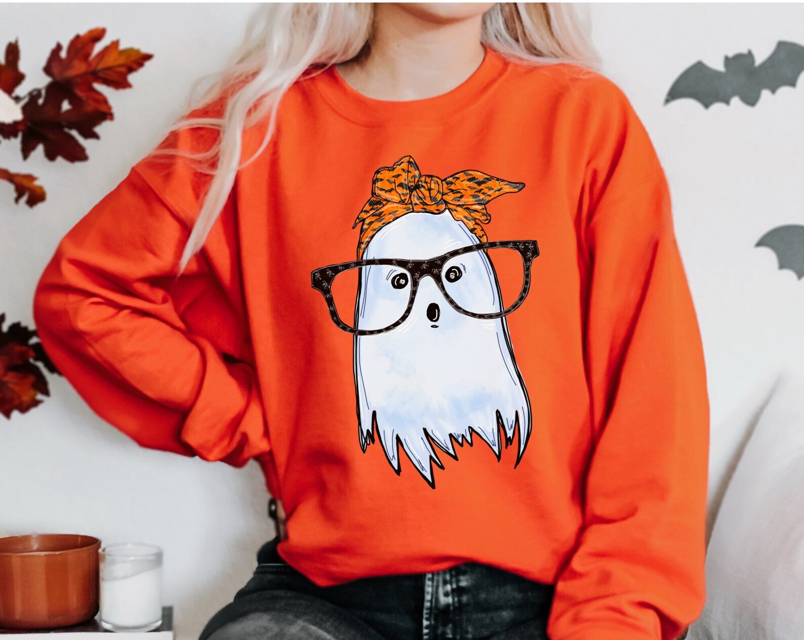 Cute Ghost Halloween Sweatshirt Cute Halloween Sweater Top Halloween ...