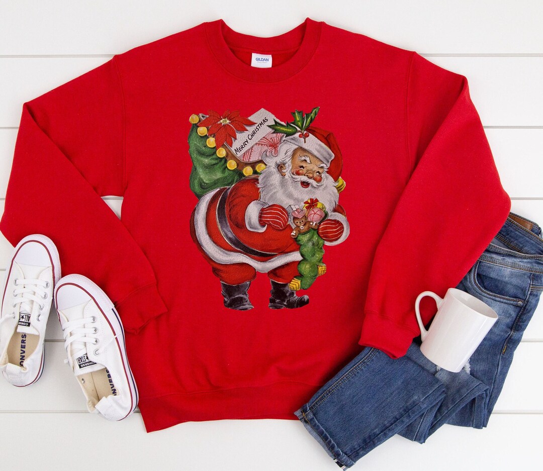 Santa Claus Christmas Sweater Sweatshirt Retro Christmas Sweater ...