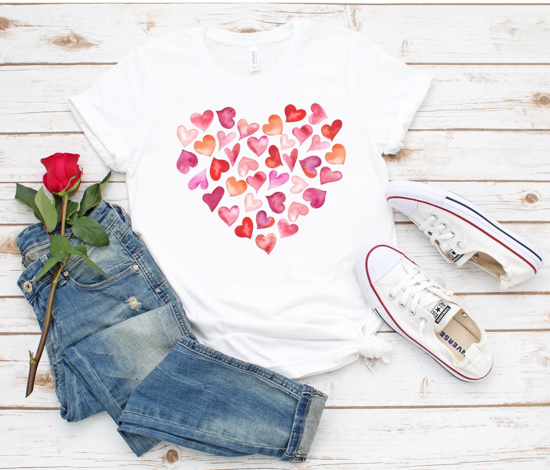 Lindo corazón Valentine Camisa Valentine Camiseta Maestra Camiseta ...