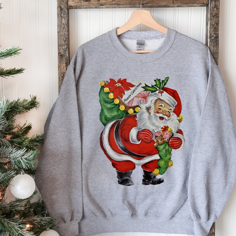 Santa Claus Christmas Sweater Sweatshirt Retro Christmas - Etsy