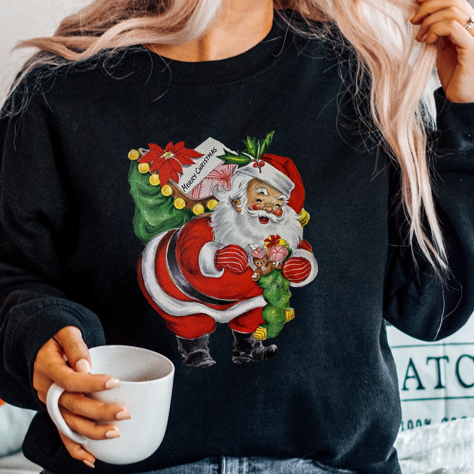 Santa Claus Christmas Sweater Sweatshirt Retro Christmas - Etsy