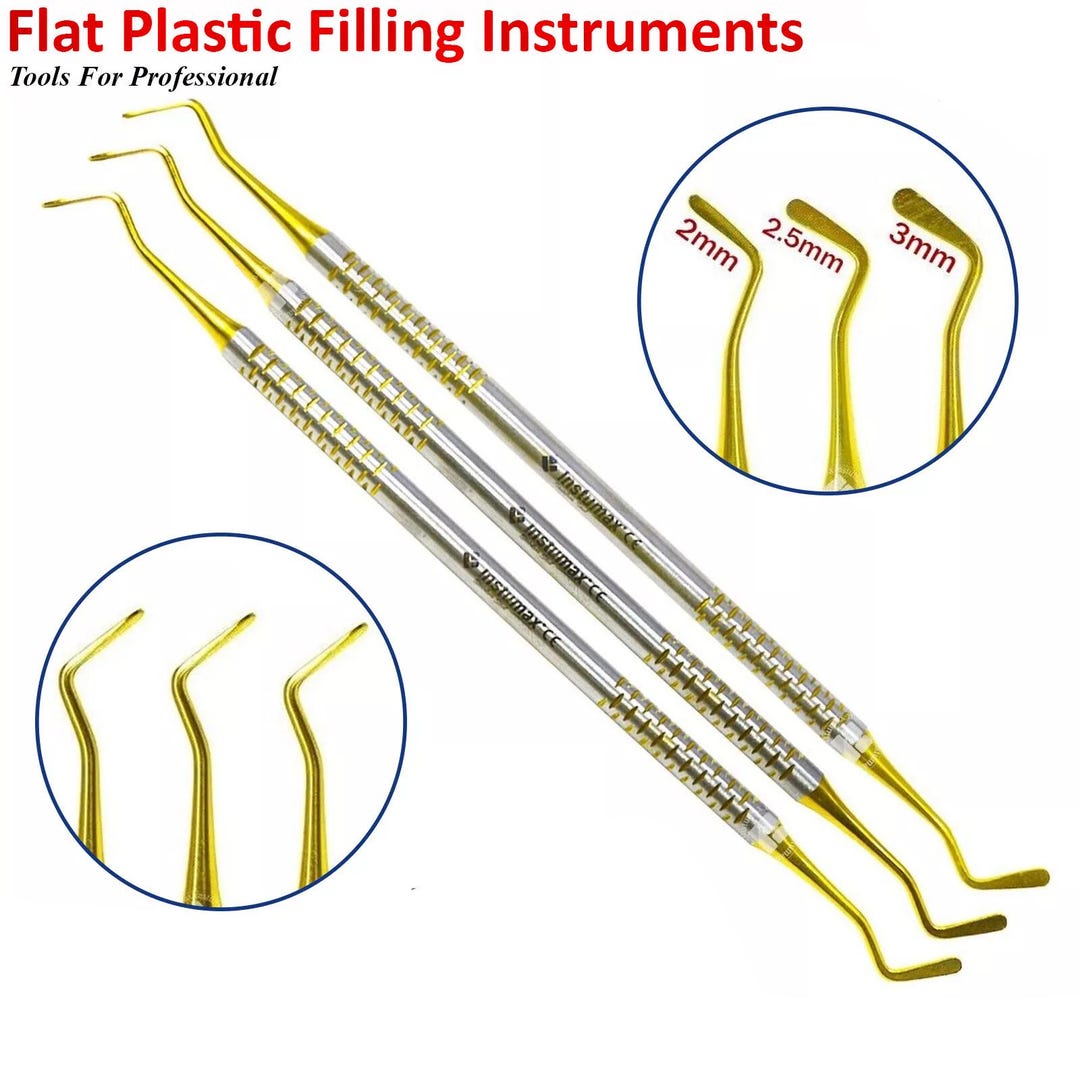 Set of 3 Flat Plastic Spatulas 2mm, 2.5mm, 3mm Dental Composite Filling ...