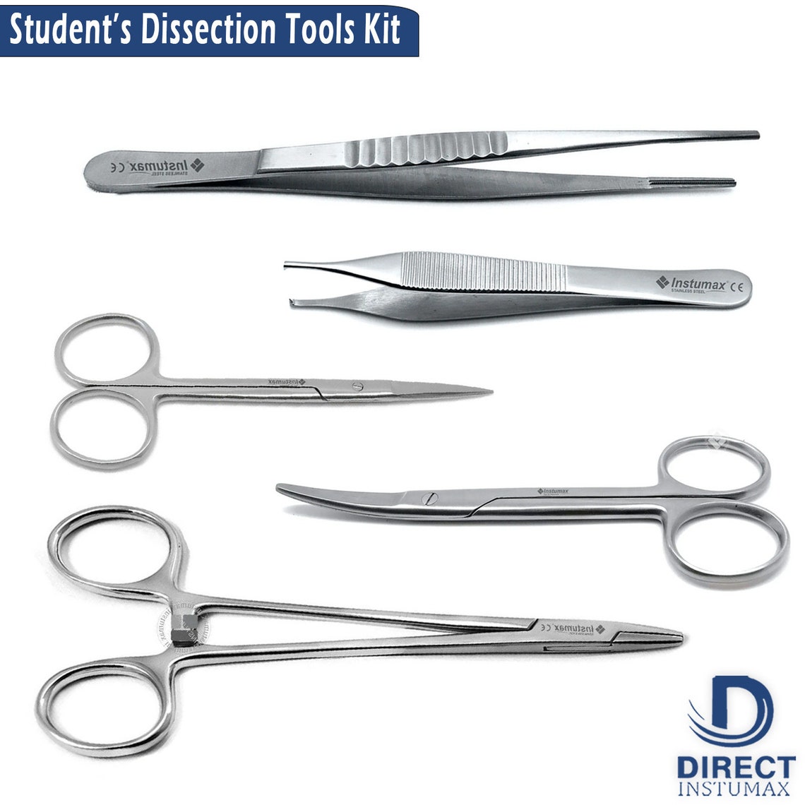 Introductory Dissection Student Dissecting Kit for Science Anatomy Labs Adson Tweezer Debakey ...