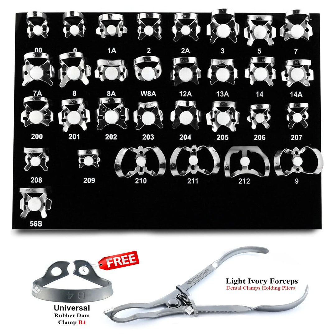 31 Pieces Endodontic Rubber Dam Clamps Dental Instruments Restorative ...