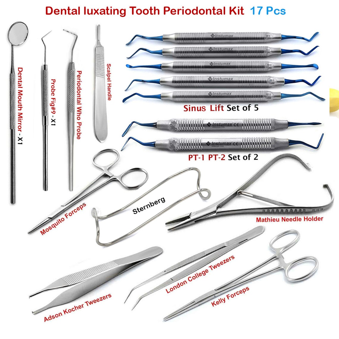 Periodontal Oral Surgery Kit Dental Tooth PDL Luxating Elevators Sinus ...