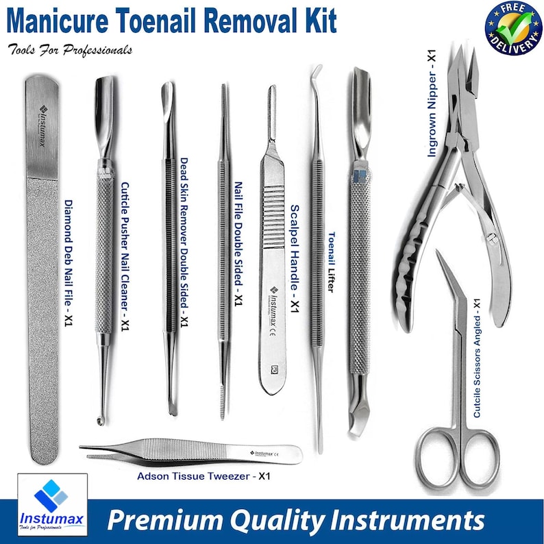10 Piece Chiropody Podiatry Instruments Kit Angle Cuticle Ingrown ...