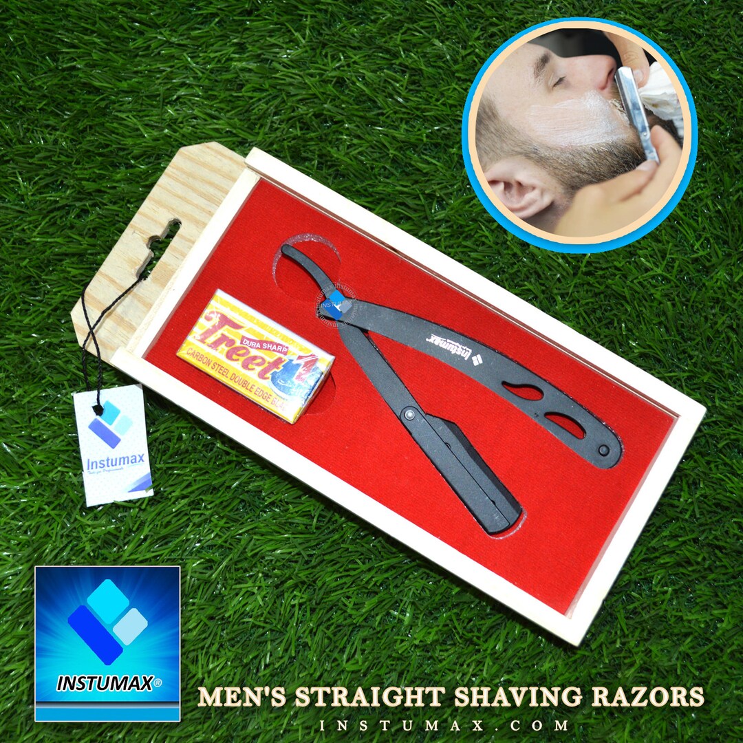 Vintage Shaving Set Handmade Wooden Box With Straight Razor, Cutthroat ...