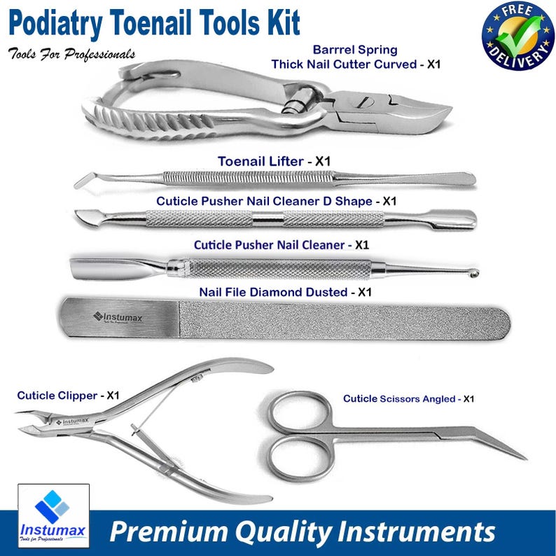 7 Piece Podiatry Instruments Toenail Thick Nails Cutter Cuticle ...