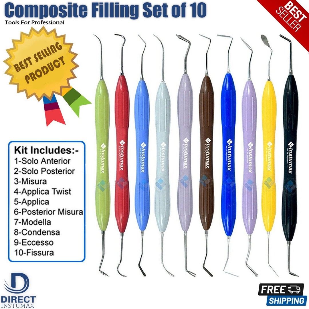 INSTUMAX Dental Composite Filling Instruments Set of 10-pcs Silicone ...