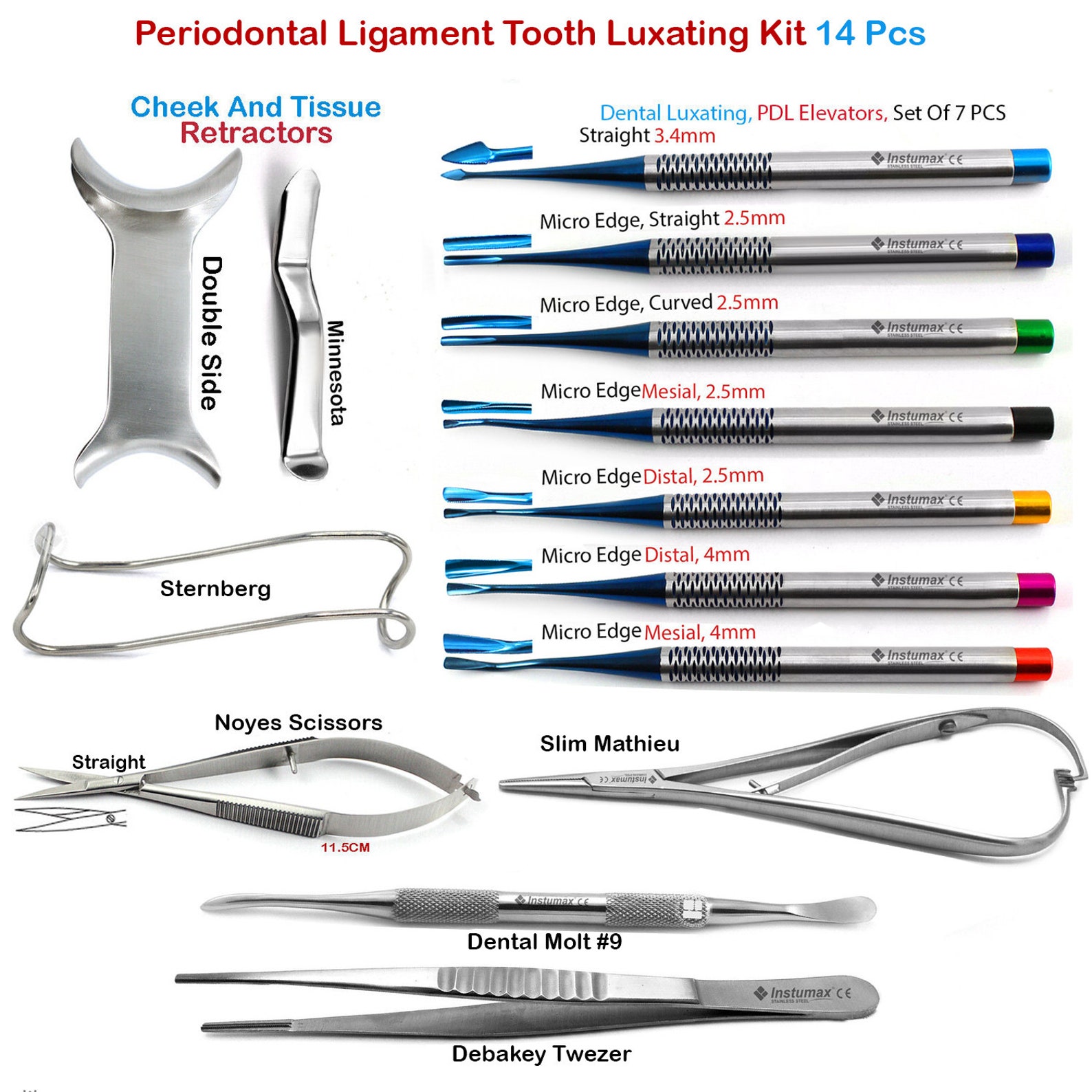 Periodontal Oral Surgery Kit Dental Tooth PDL Luxating Elevators Sinus ...