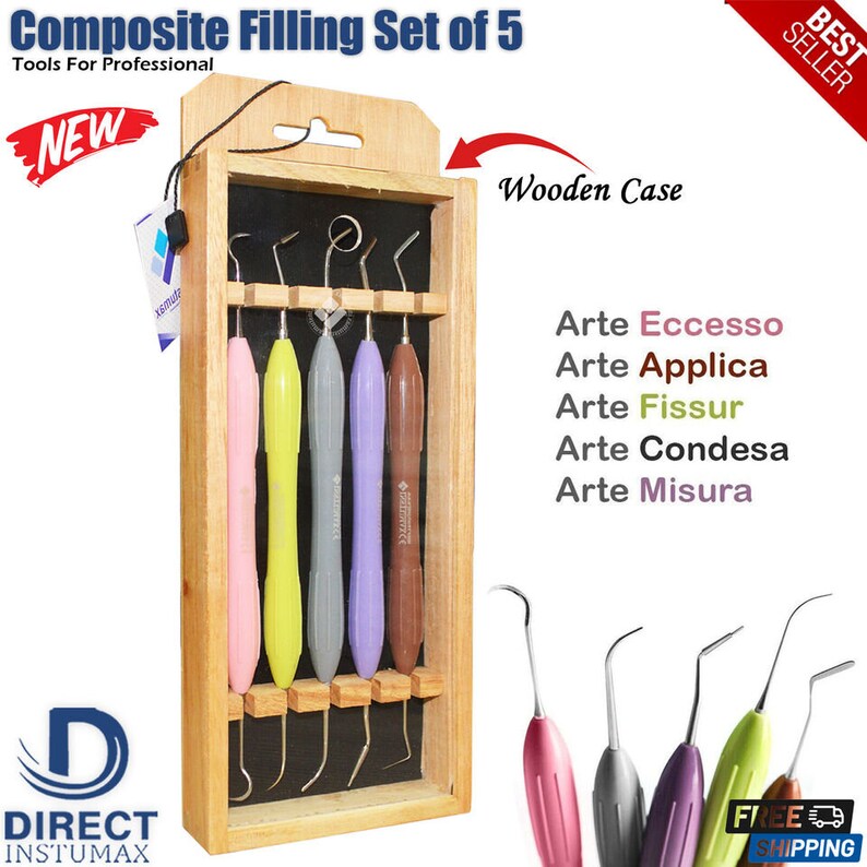 5pcs Dental Composite Filling Instruments Kit Restoration Placement ...