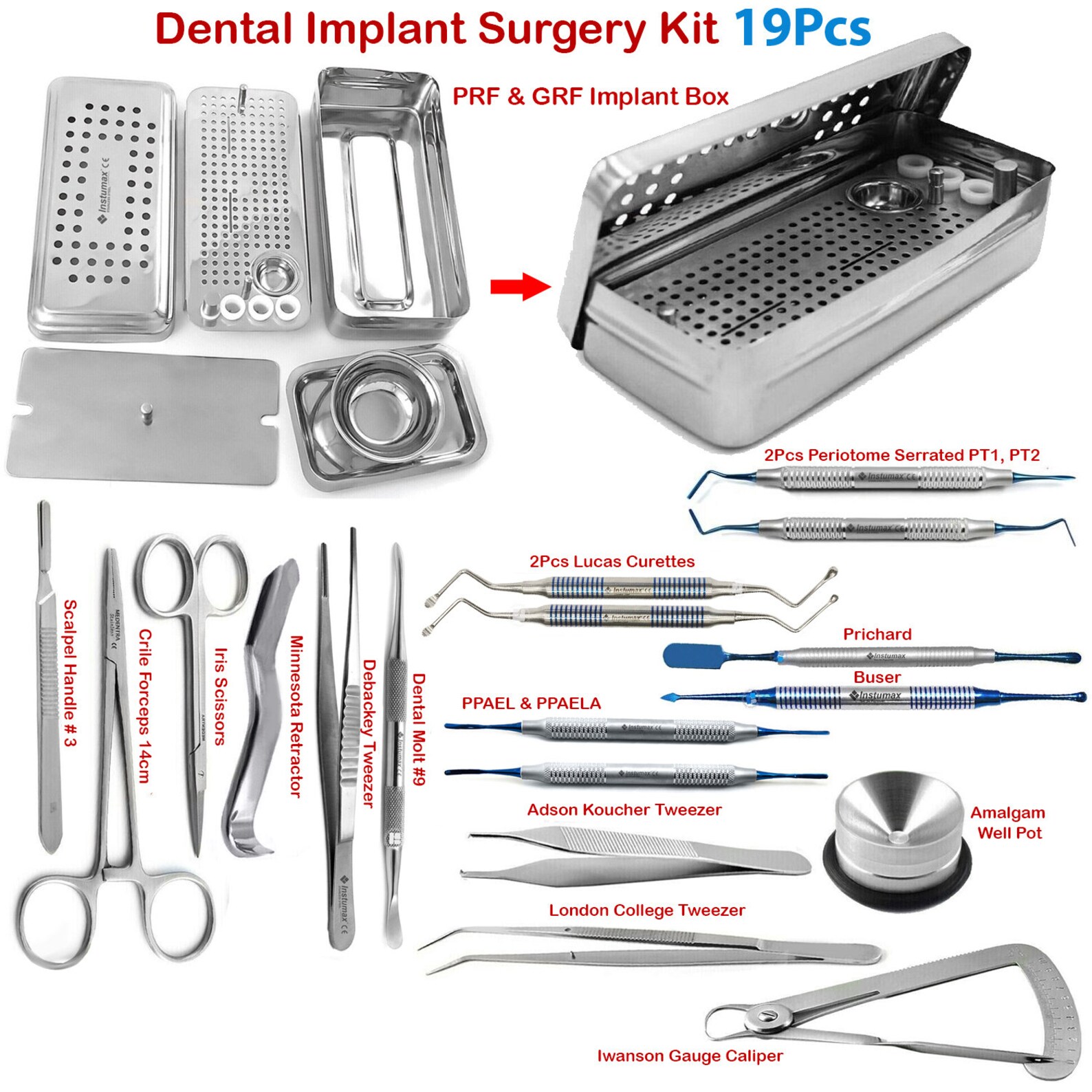 Periodontal Oral Surgery Kit Dental Tooth PDL Luxating Elevators Sinus ...