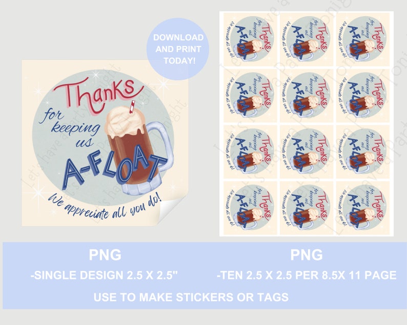 Thanks for Keeping Us A-FLOAT Appreciation Printable Sticker, Team ...