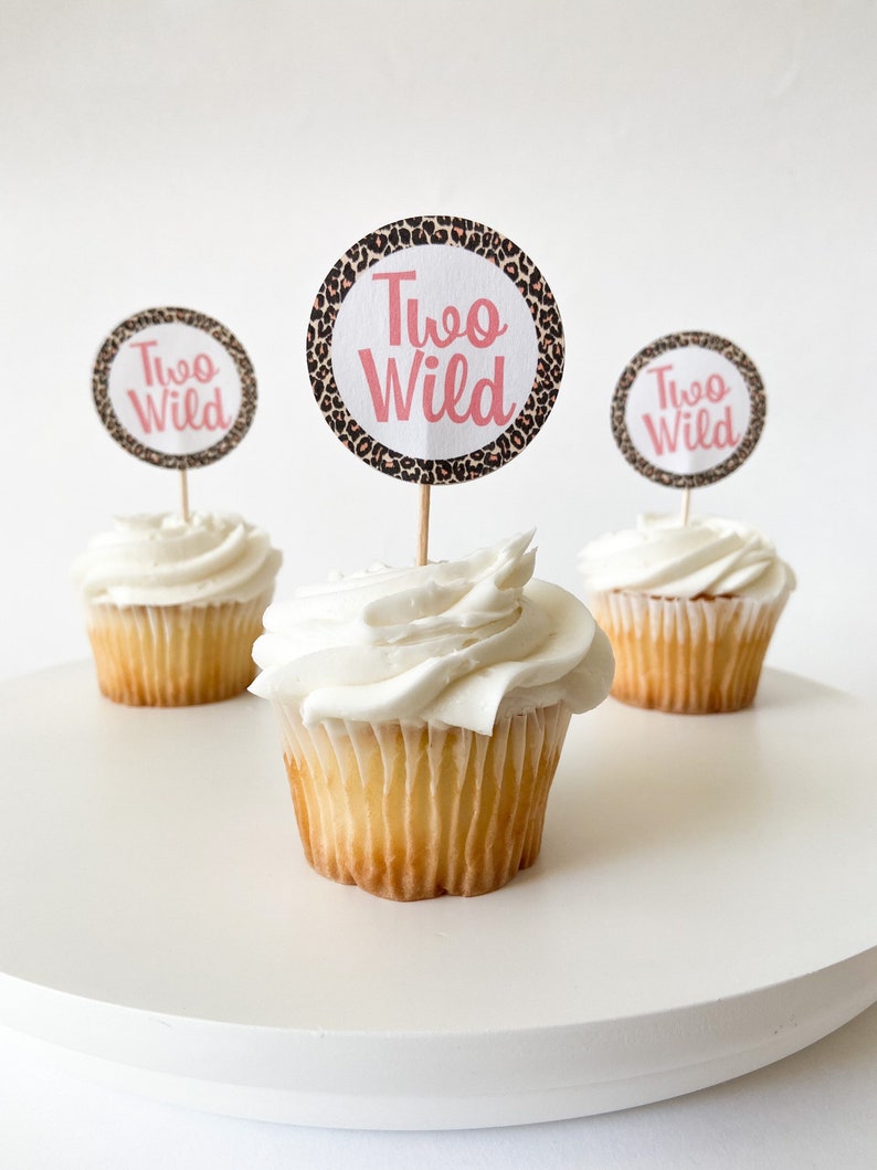 Two Wild Cupcake Toppers, Cheetah Party Decoration, Leopard Cupcake ...