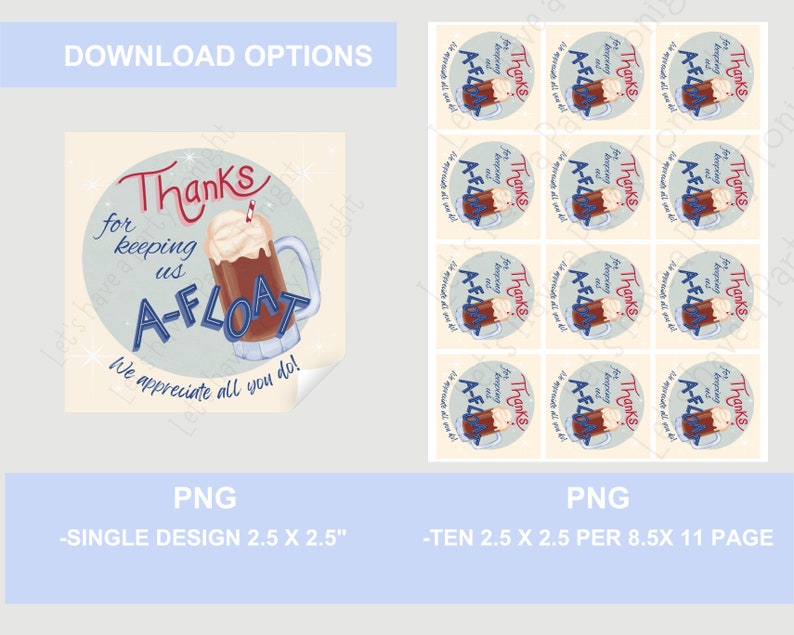 Thanks for Keeping Us A-FLOAT Appreciation Printable Sticker, Team ...