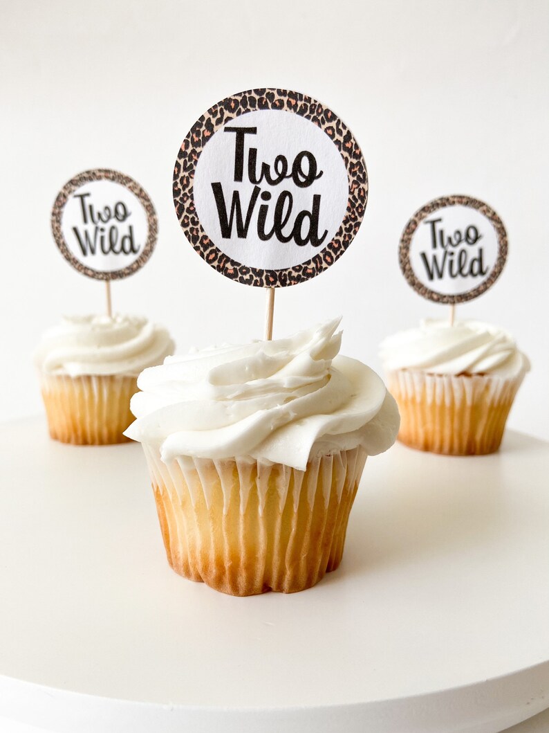 Two Wild Cupcake Toppers, Cheetah Party Decoration, Leopard Cupcake ...