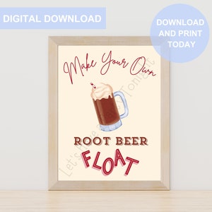 Red Root Beer Float Sign, Make Your Own Root Beer Float, Root Beer ...