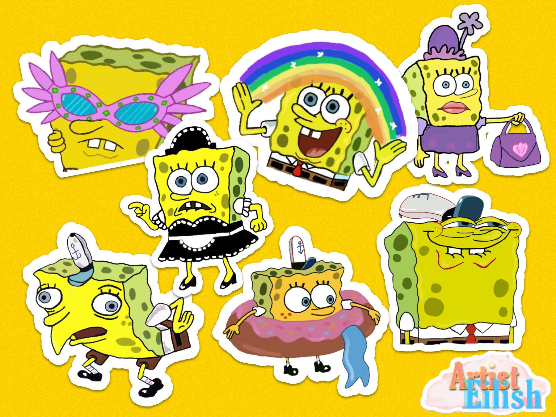 Spongebob mini pack stickers meme nostalgic tv childhood | Etsy