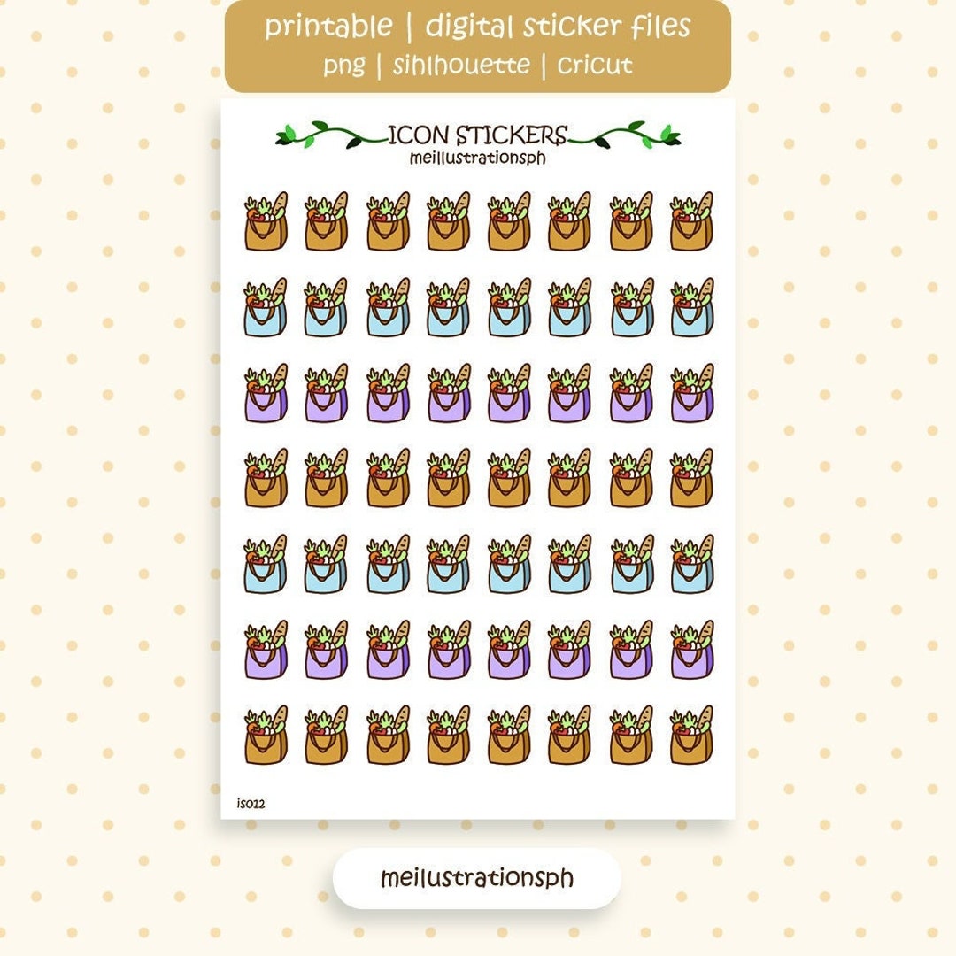 Printable Grocery Icon Sticker Grocery Sticker Icon Planner Stickers ...