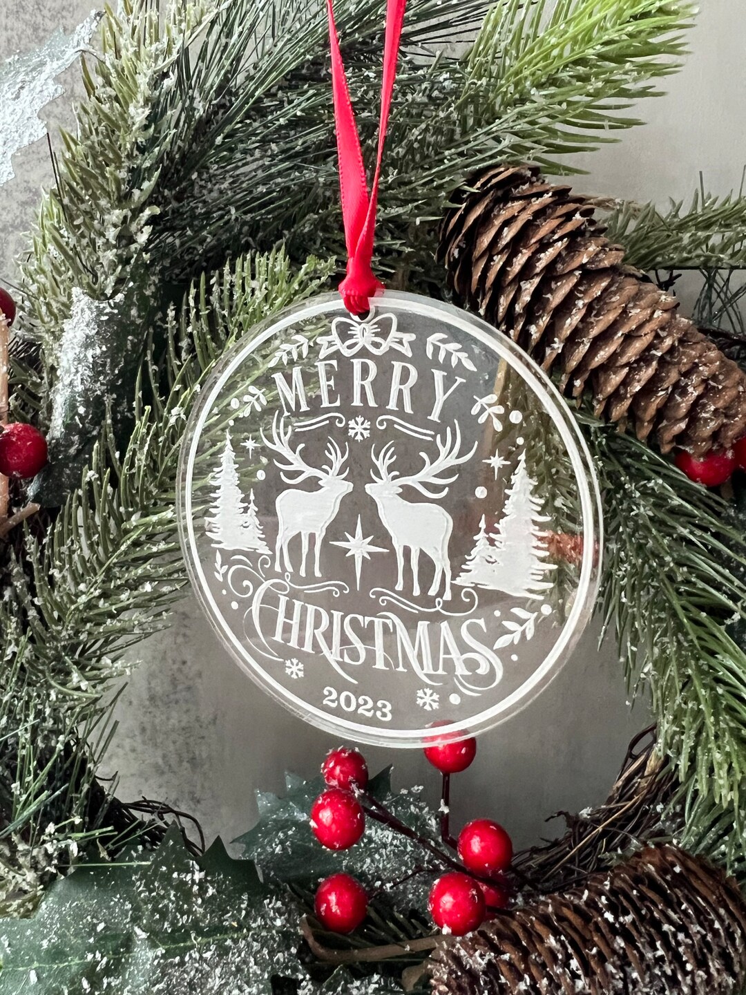 Clear Acrylic Christmas Ornaments, Christmas Decor, Laser Engraved ...