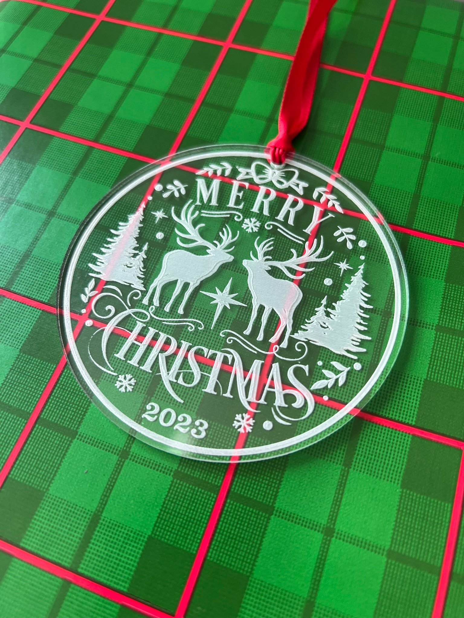Clear Acrylic Christmas Ornaments, Christmas Decor, Laser Engraved ...