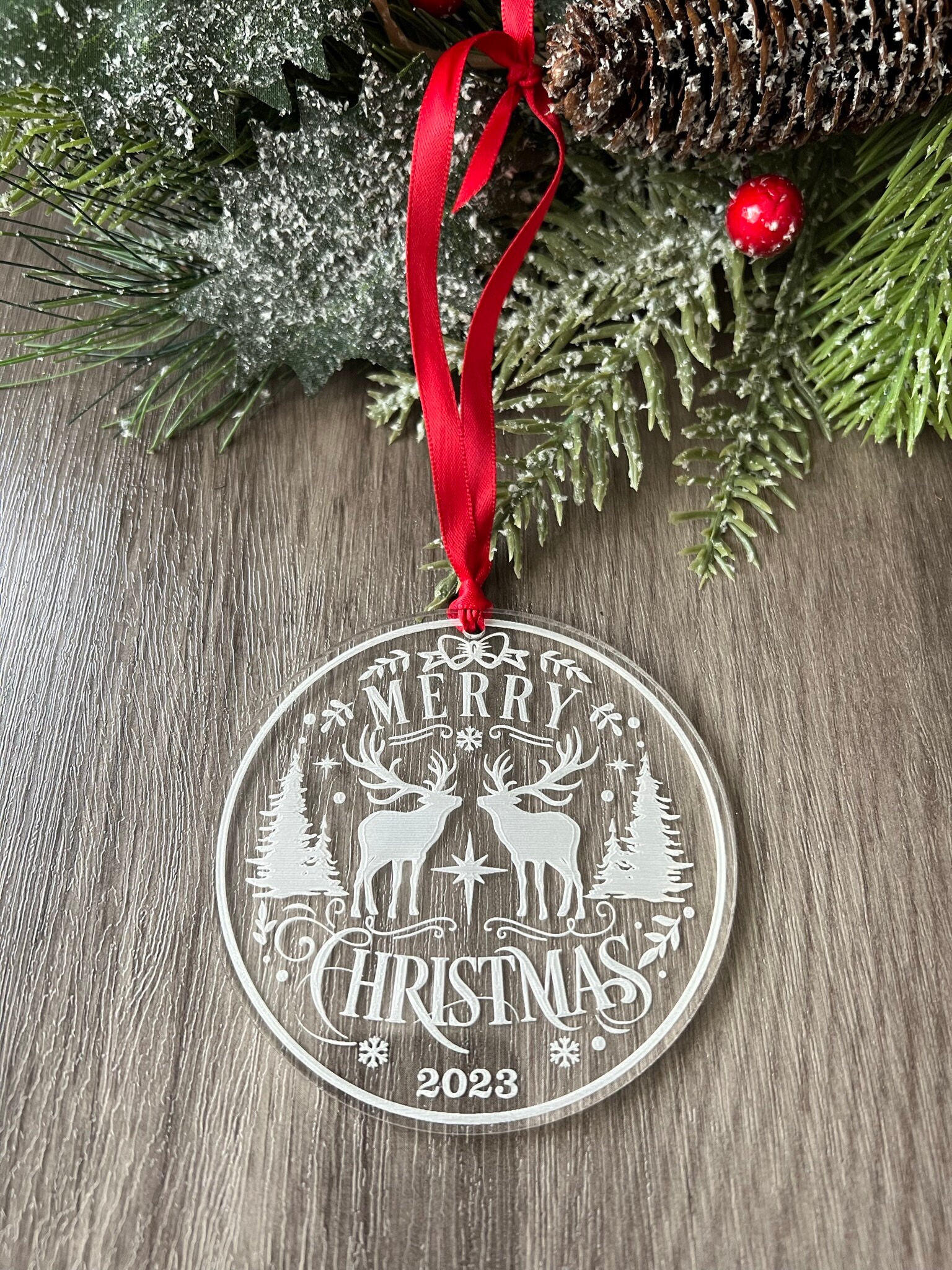 Clear Acrylic Christmas Ornaments, Christmas Decor, Laser Engraved ...